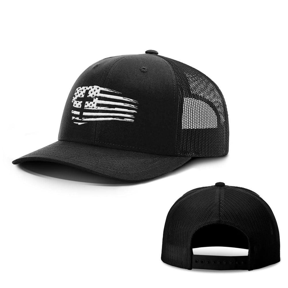 Tattered Flag Cross Hat — Patriot Christian Snapback | OurTrueGod Customs