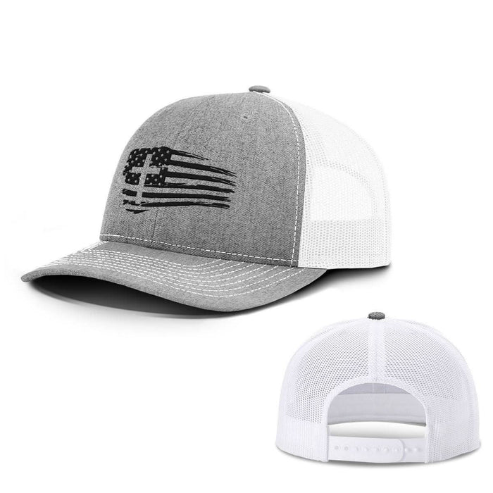 Tattered Flag Cross Hat — Patriot Christian Snapback | OurTrueGod Customs